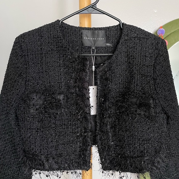 Endless Rose | Jackets & Coats | Endless Rose Trimmed Feather Cropped ...